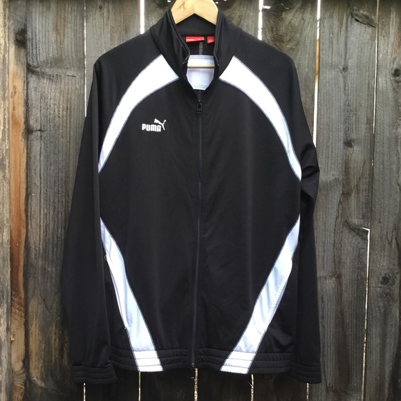 Puma | Jackets & Coats | Vintage Puma Soccer Jacket Mens Large Black ...